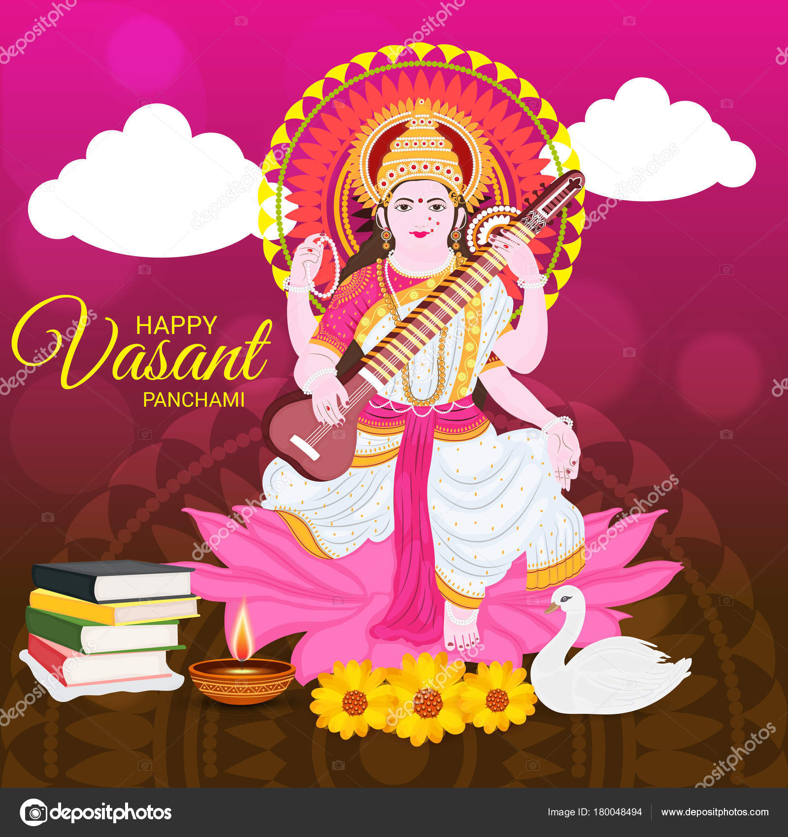 Vector Illustration Background Happy Vasant Pachami Stock Vector Image ...
