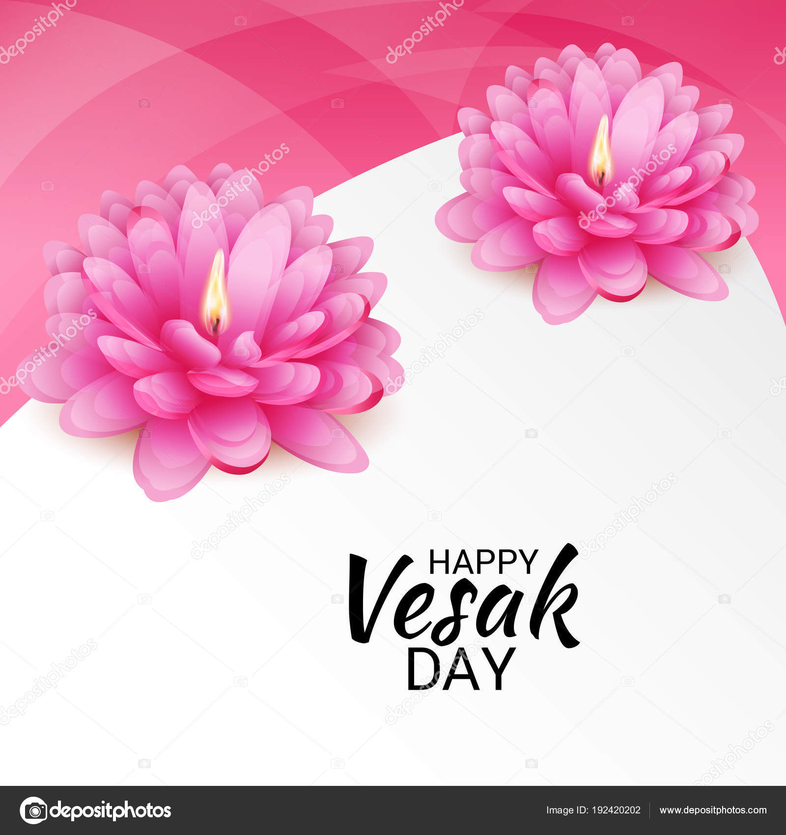 Vector Illustration Banner Vesak Day Pink Lotus Flower Stock Vector ...