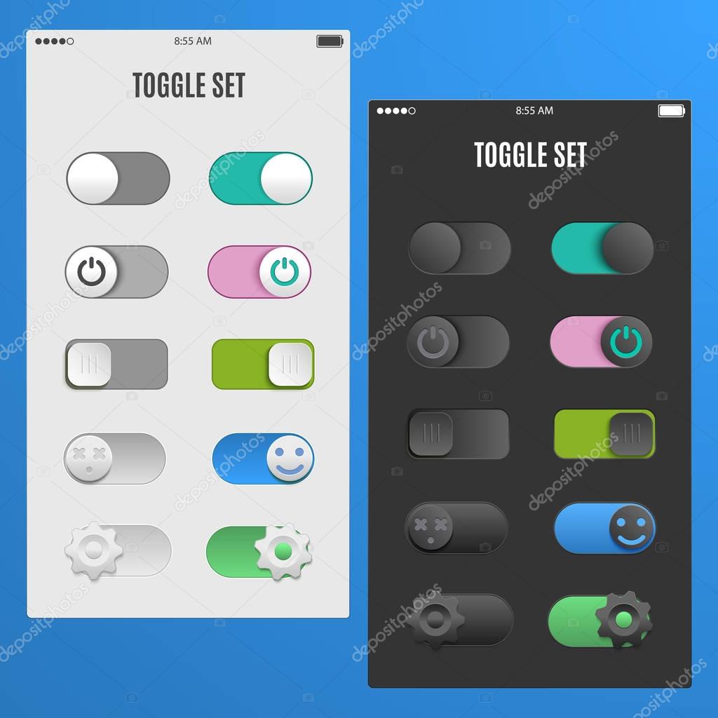 Set light and dark toggle switch to web design the of UI UX mobile ...