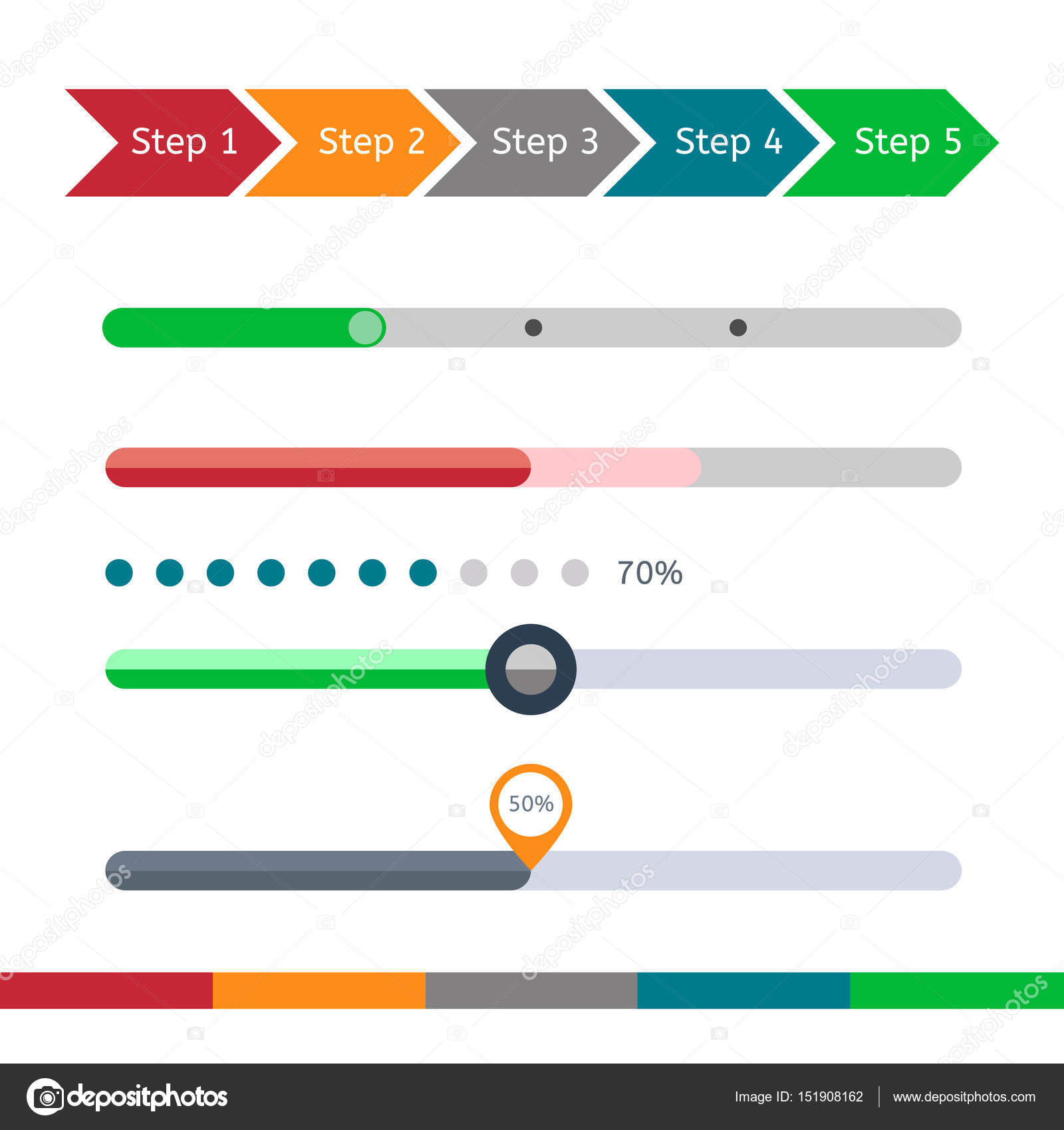 Progress bar set. Loading status bar vector web indicator. Process ... Progress bar set. Loading status bar vector web indicator. Process ...
