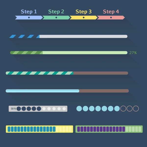 Flat Web Design Progress Bars Set Set Various Elements Used — Stock ...