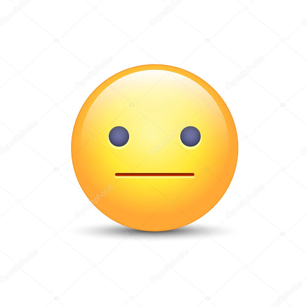Indifferent Emoji Cartoon Icon Expressionless Emoticon