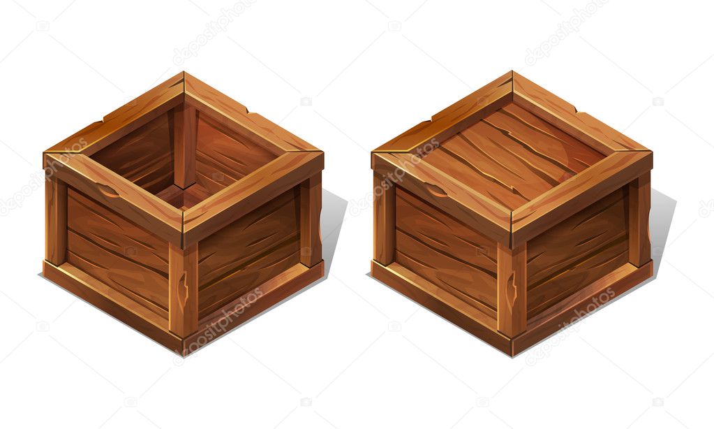Classic cartoon wooden isometric boxes Stock Vector by ©MrDeymos 126609670