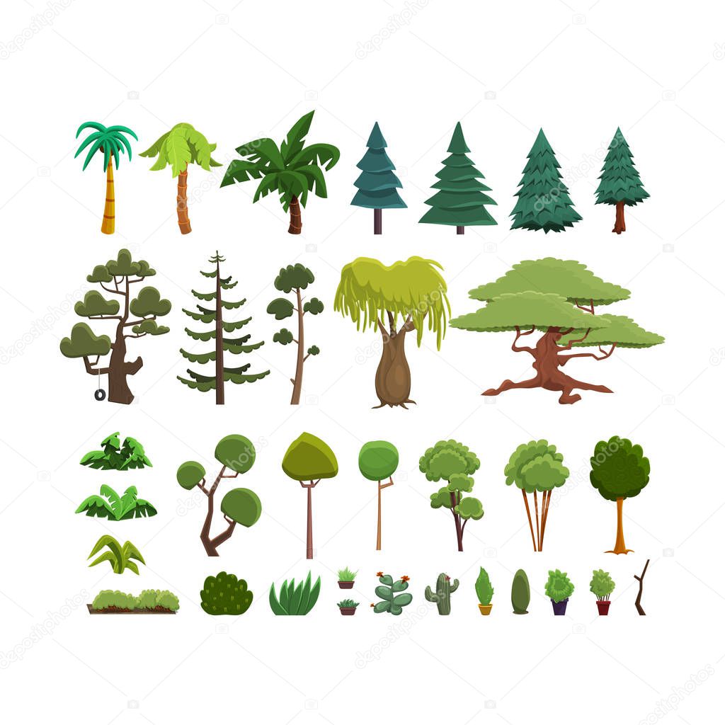 Set of trees and shrubs — Stock Vector © MrDeymos #141839630