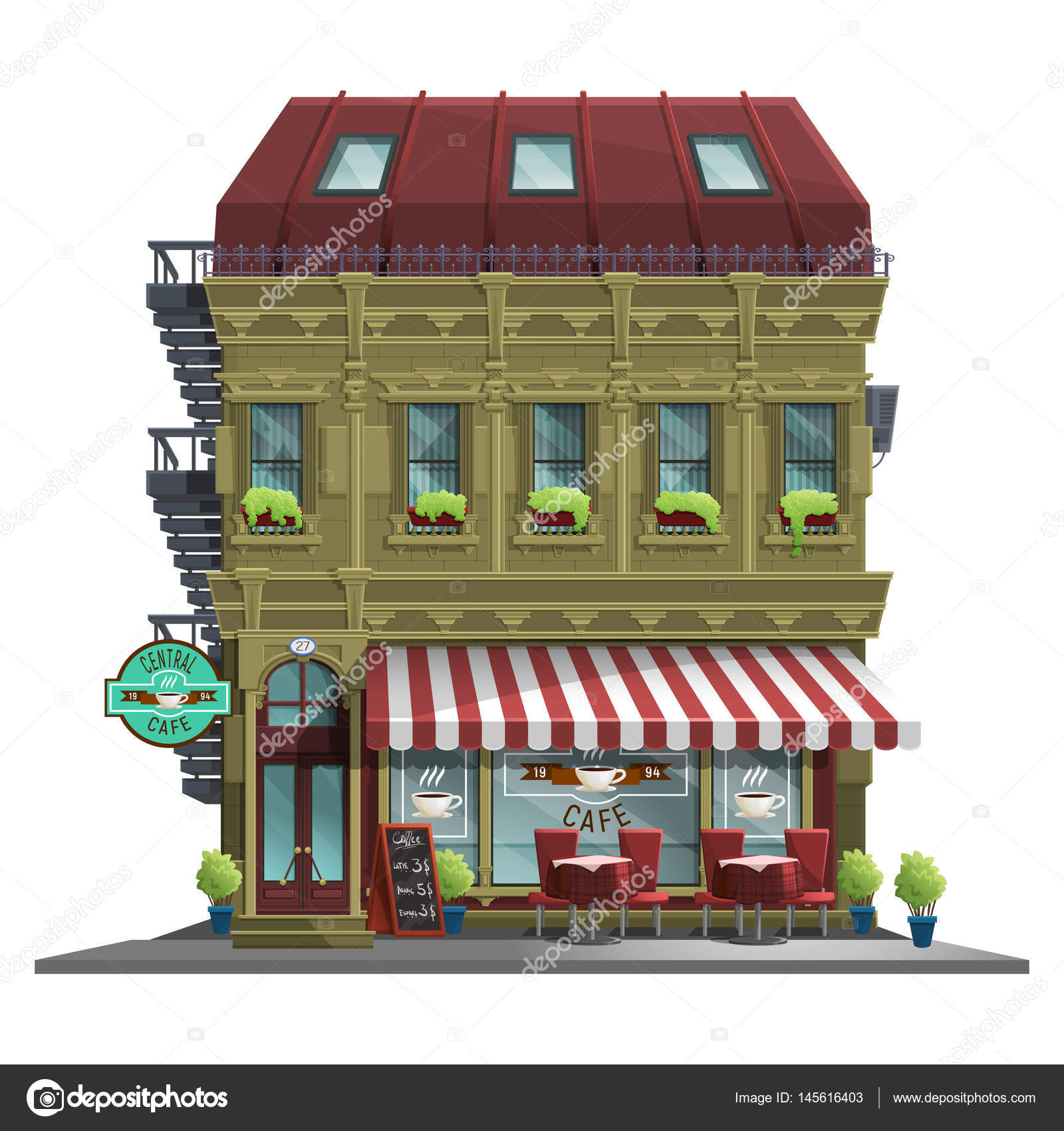 Old house with retro cafe Stock Vector Image by ©MrDeymos #145616403