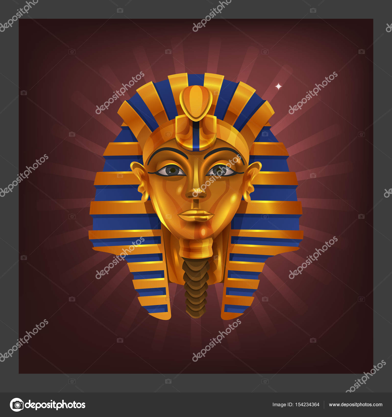 Dibujos animados logro dorado faroah egipcio Vector de stock #154234364 ...