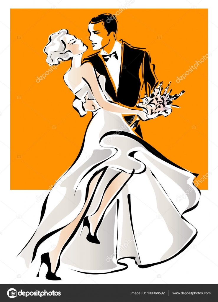 Wedding Couple Dancing Drawing