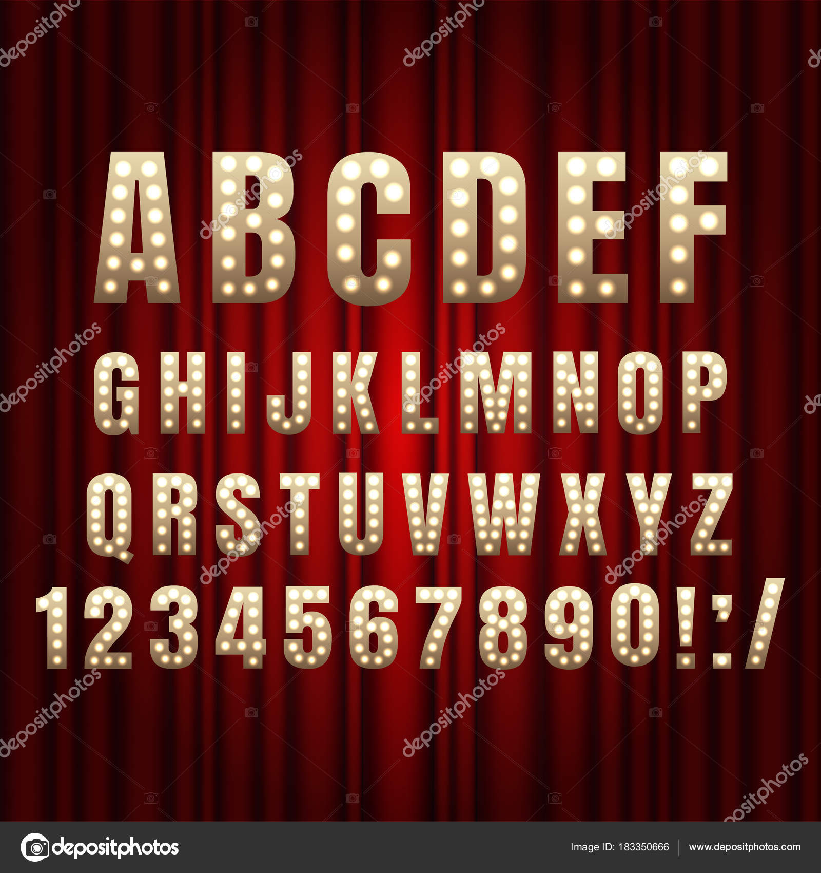Realistic Retro Light Bulbs Letters Font Stock Vector Image by ...