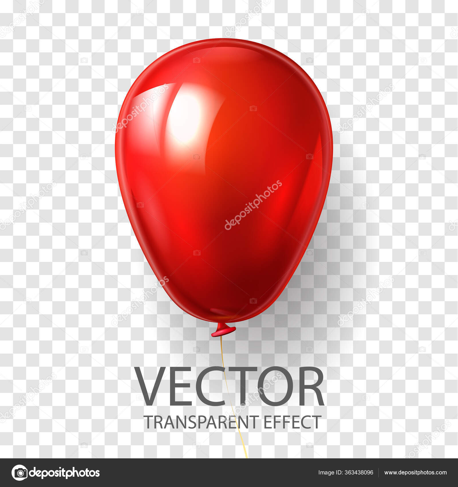 Realistic Render Red Balloon Vector Stock Illustration Isolated ...