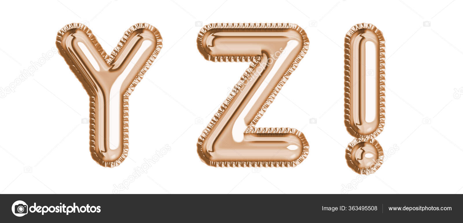 Gold Foil Balloon Alphabet Set Letter Exclamation Mark Realistic ...