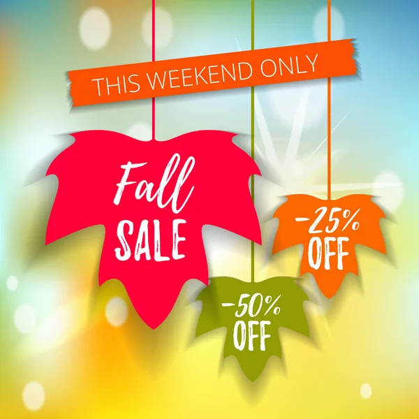 Autumn sale poster of discount promo web banner for fall seasonal ...