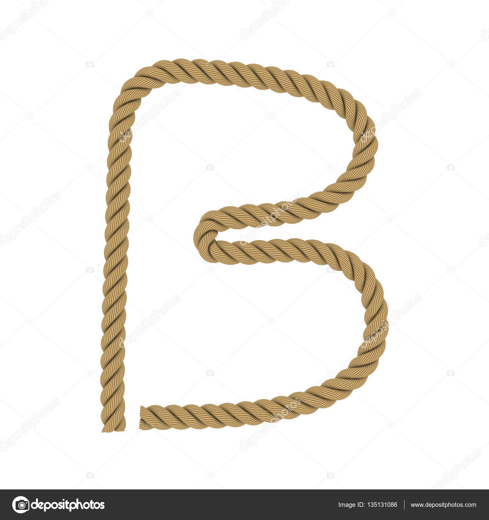 Letter B made from Rope Isolated on White 3D Illustration Stock Photo ...