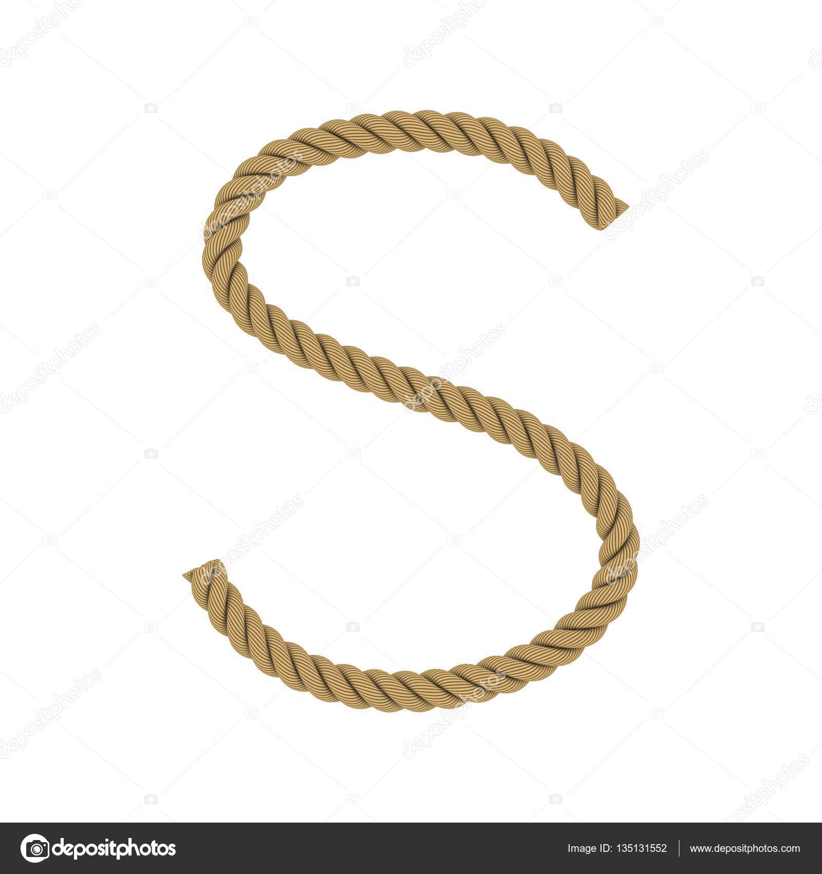 Letter S made from Rope Isolated on White 3D Illustration — Stock Photo ...