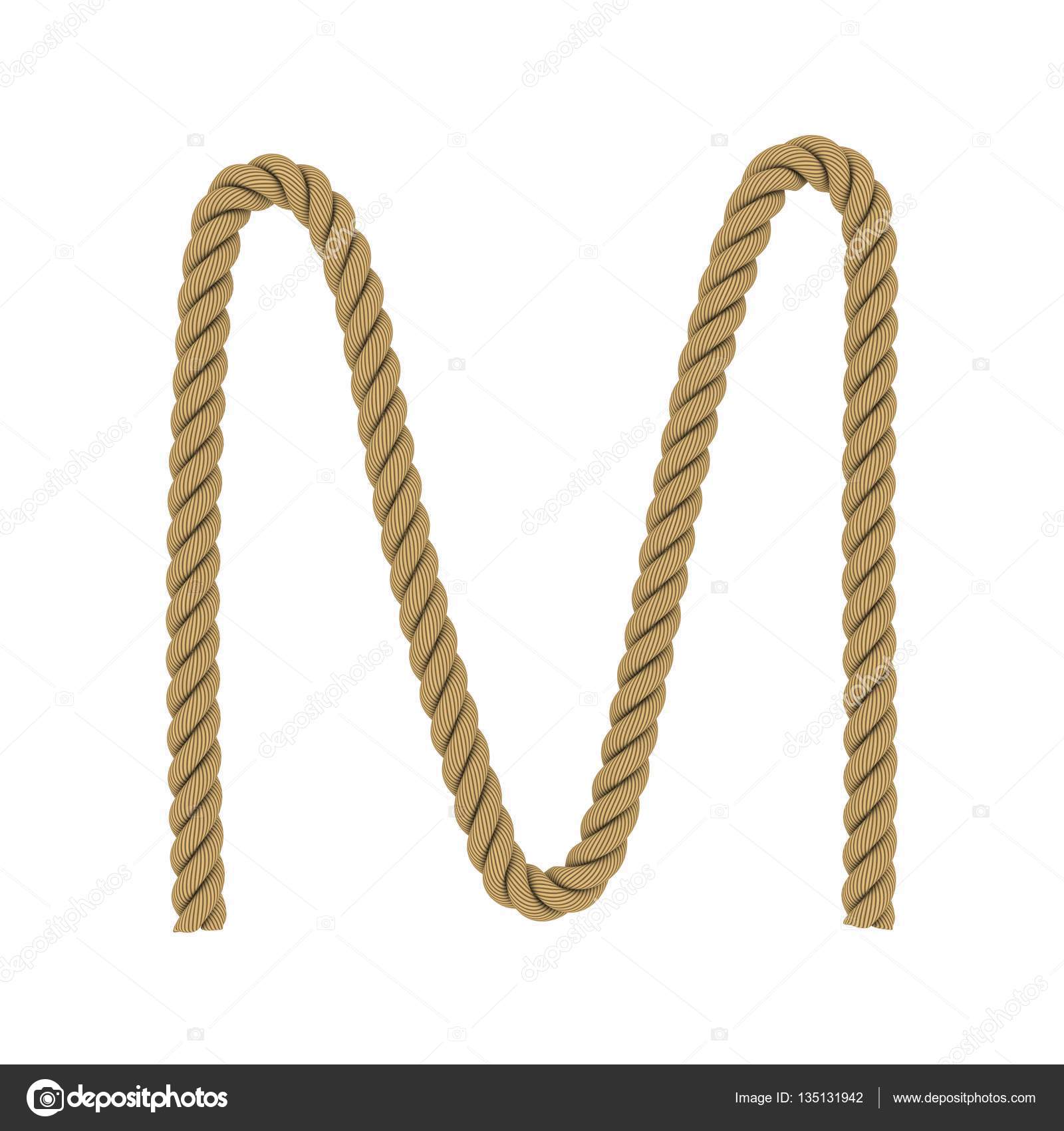 Letter M made from Rope Isolated on White 3D Illustration Stock Photo ...