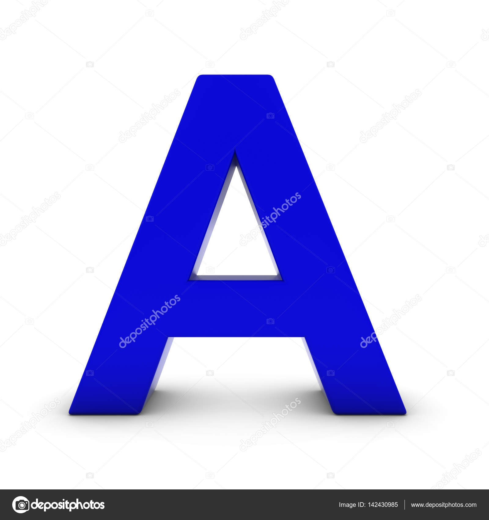 Letra azul Un aislado en blanco con sombras Ilustración 3D — Foto de ...