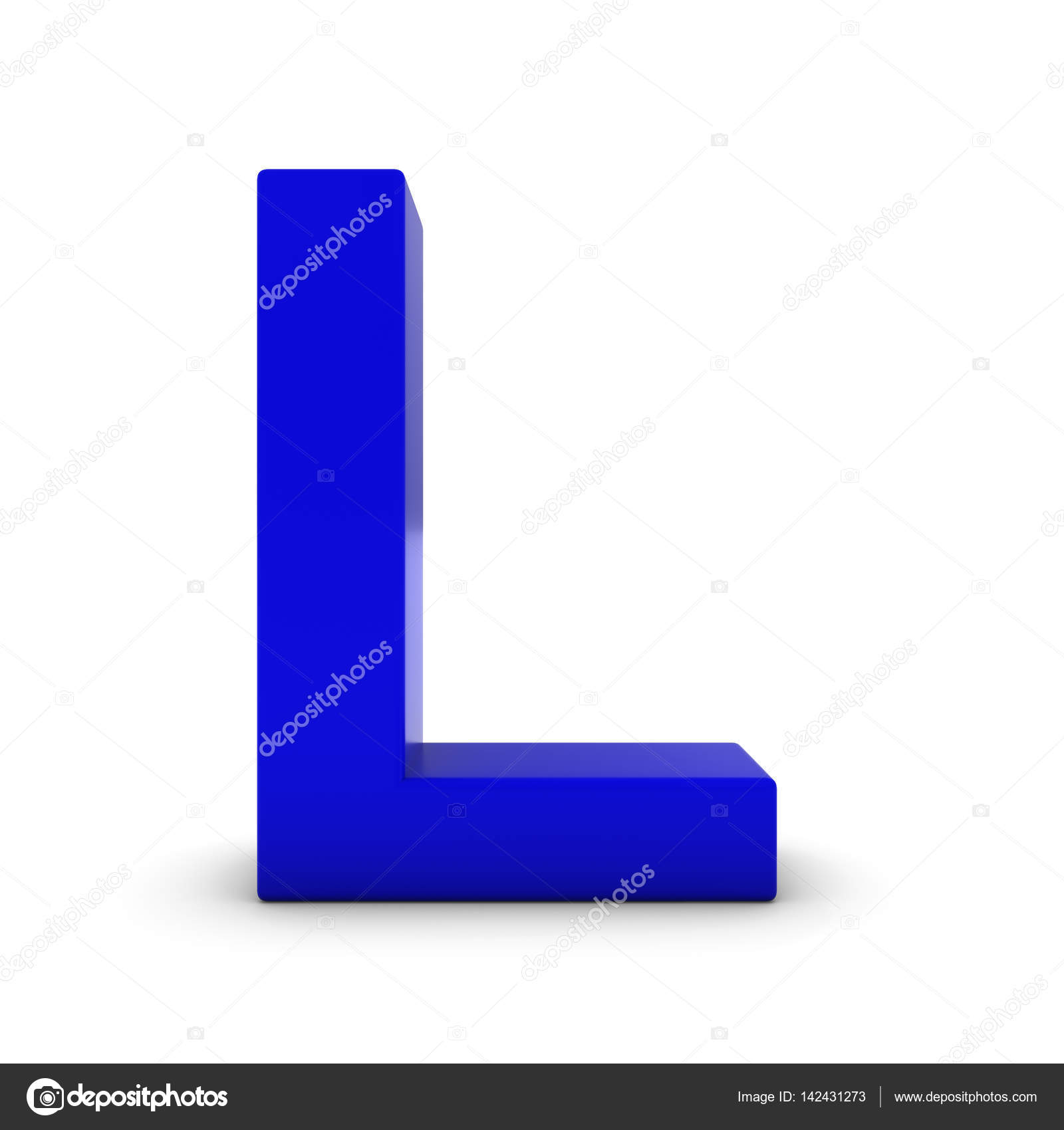 Blue Letter L Isolated on White with Shadows 3D Illustration — Stock ...