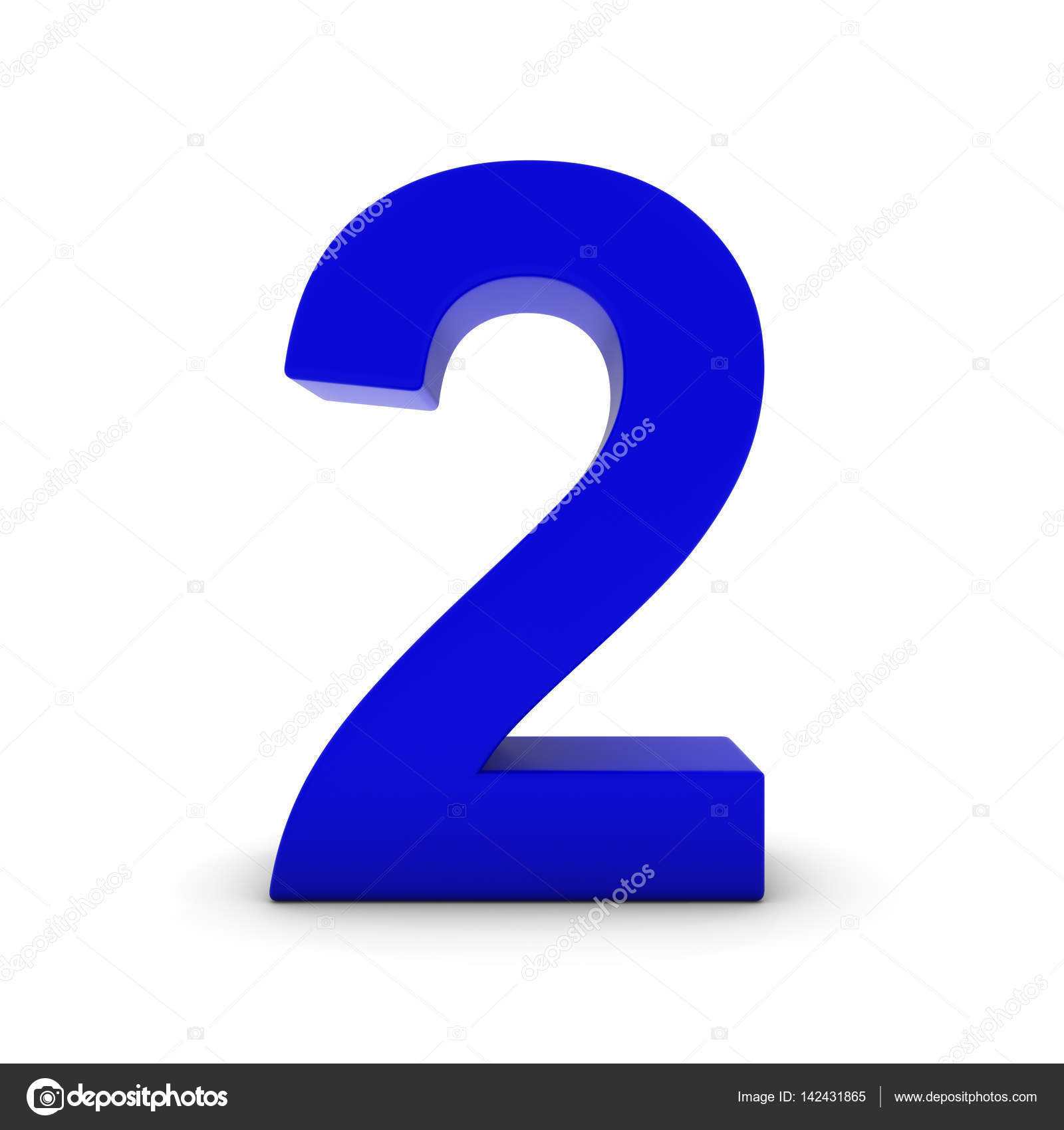 Azul Número Dos Aislado en Blanco con Sombras Ilustración 3D — Foto de ...