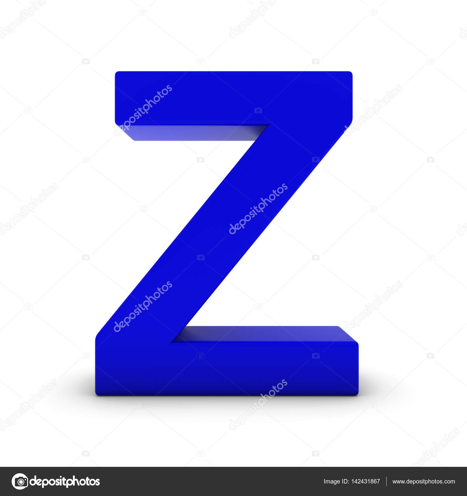 Blue Letter Z Isolated on White with Shadows 3D Illustration — Stock ...