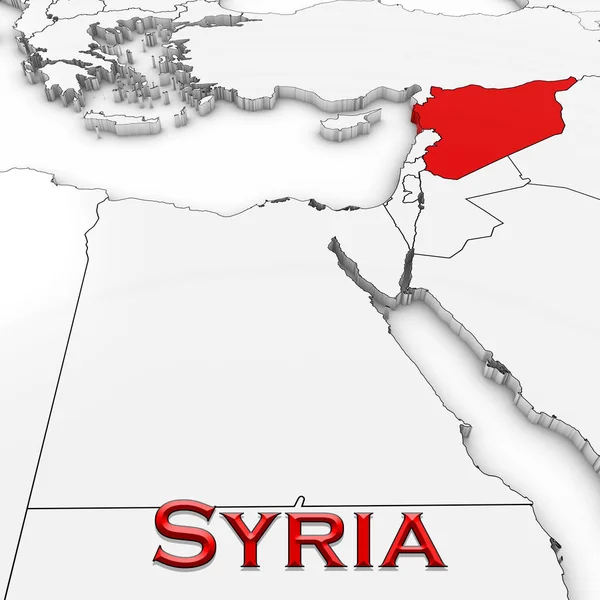 3D Kort over Israel med Landenavn fremhævet Rød på Hvid Tilbage — Stock ...