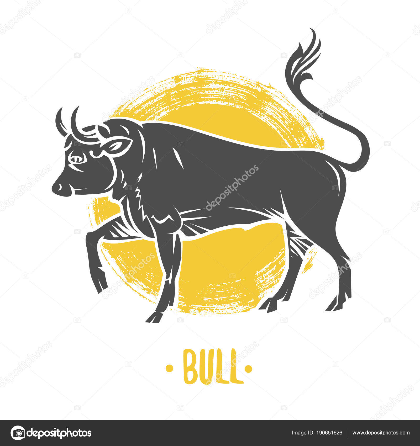 Bull Icon Yellow Isolated White Background Stock Vector by ©goodgraphic ...