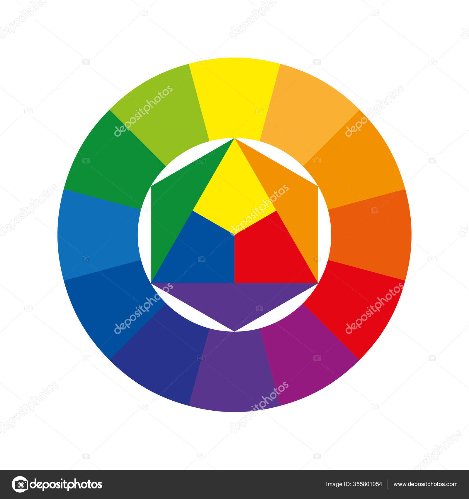 Color Wheel Color Circle Twelve Colors Which Shows Primary Colors Stock ...
