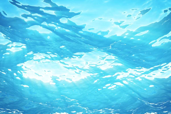 3d rendering underwater sea, ocean surface with light rays, high ...