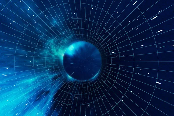 Cosmic wormhole, space travel concept, funnel-shaped tunnel that can ...