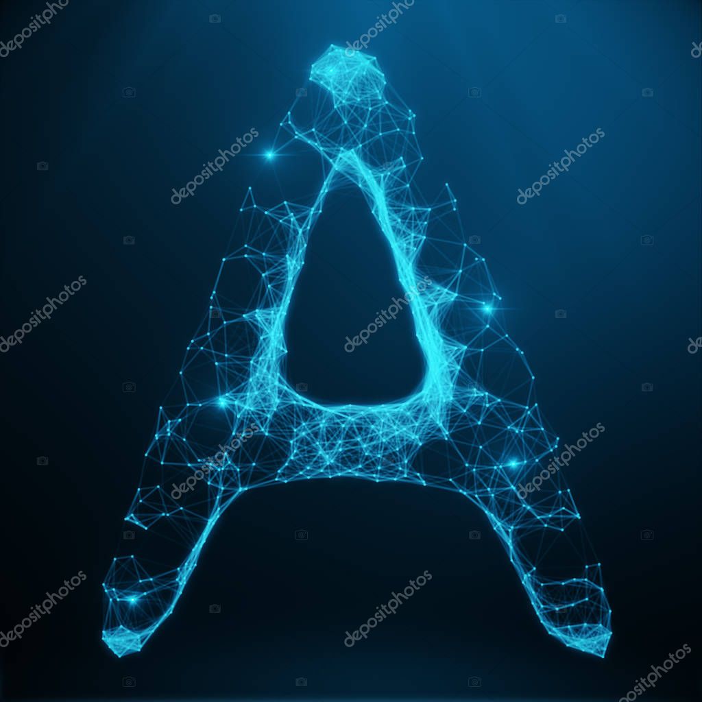 Imagen abstracta de la letra A que consta de puntos, líneas y formas ...
