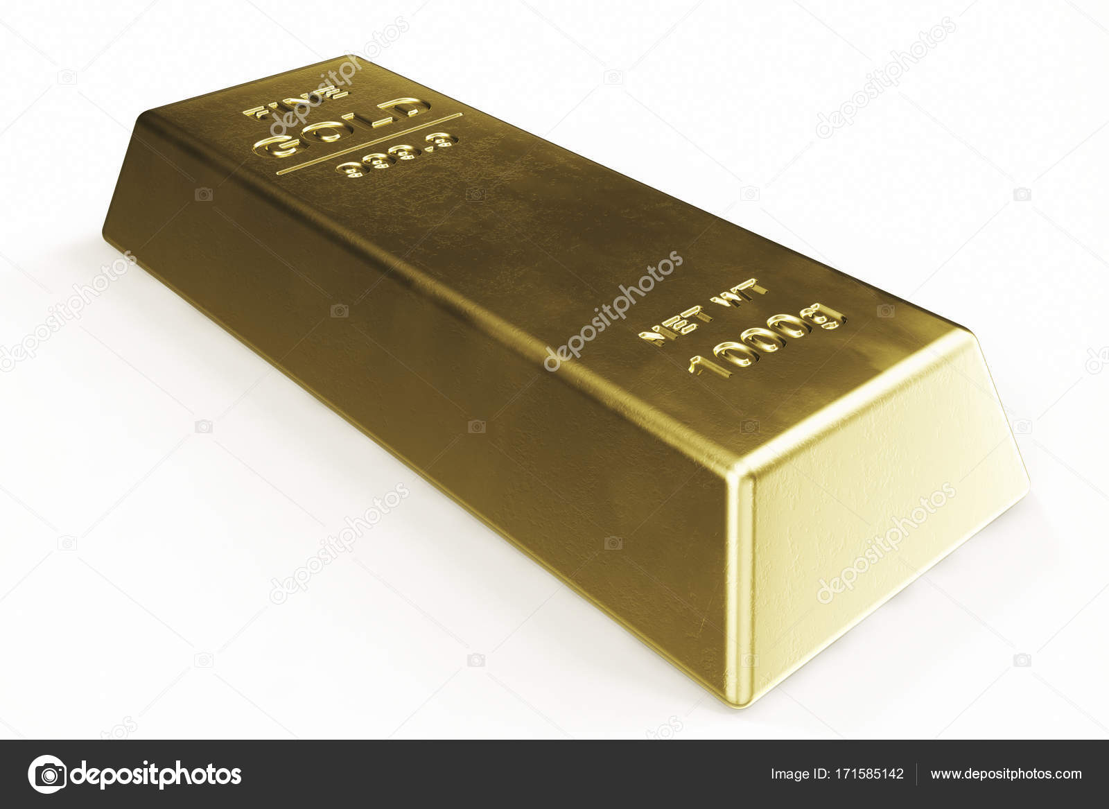 Gold Bar Isolated White Background Weight Gold Bars 1000 Grams Stock ...