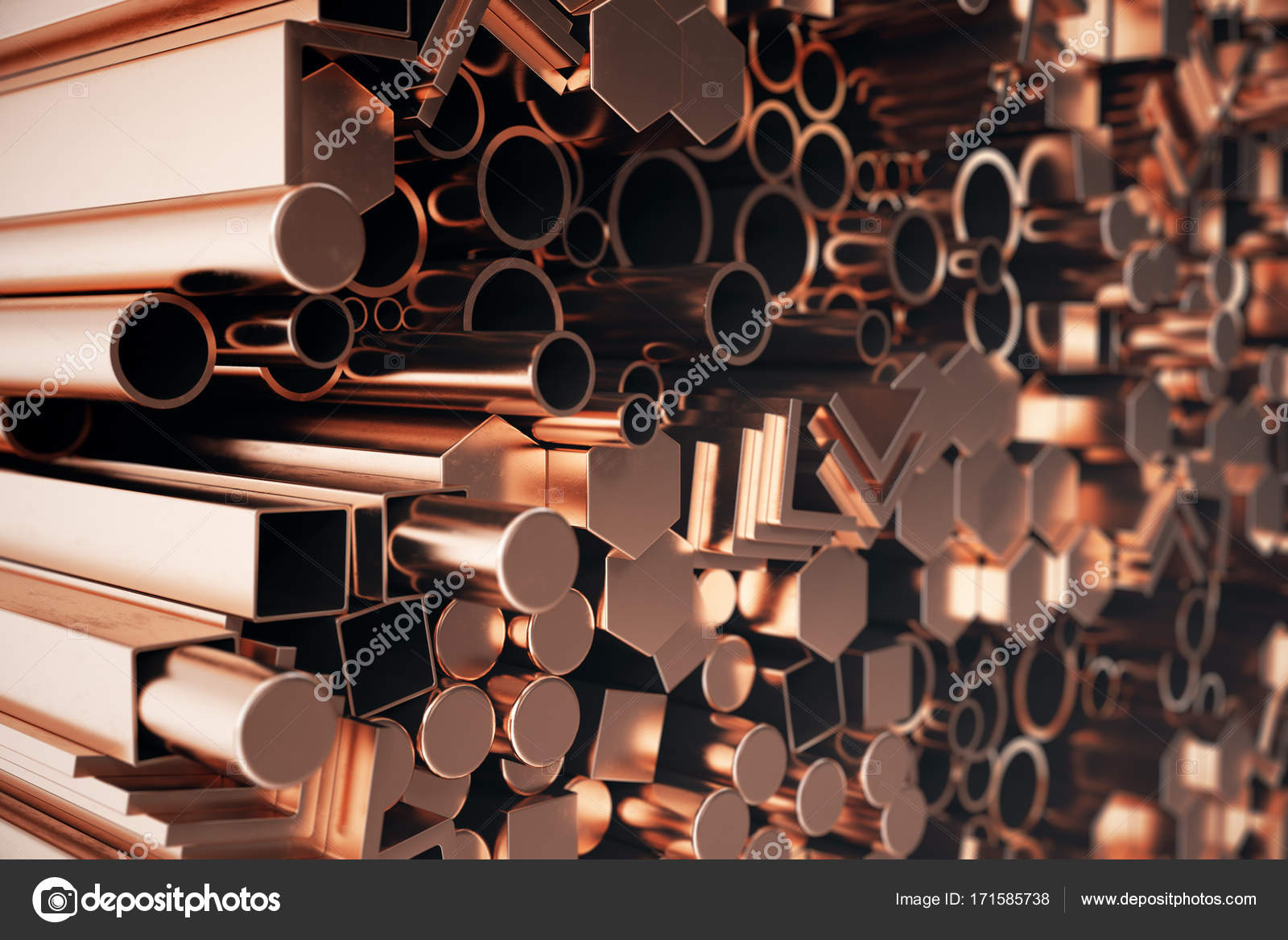 Cylindrical copper steel profiles, hexagonal copper steel profiles ...