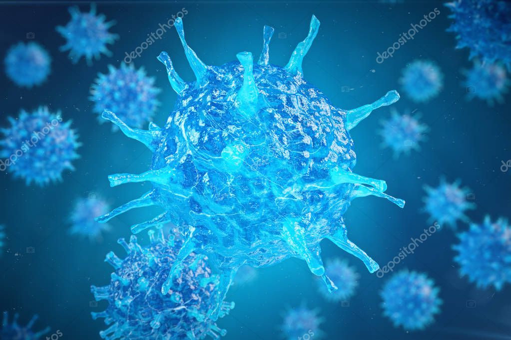 3d Virus de la ilustraci n, bacterias, organismo infectado por c lulas, fondo abstracto del ...