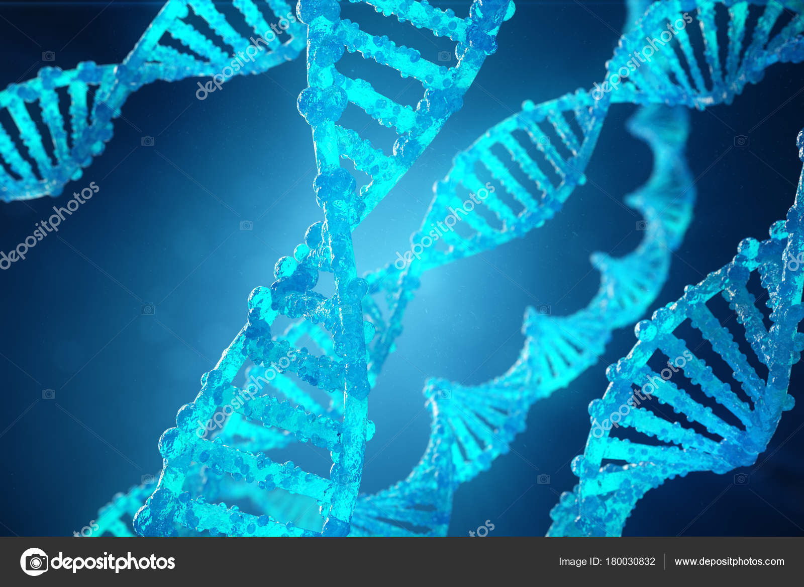 3D Illustration Helix DNA molecule with modified genes. Correcting ...