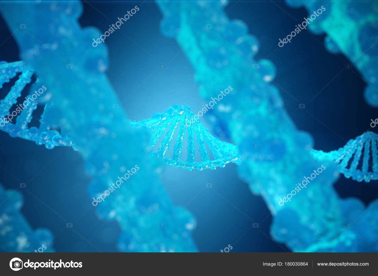 3D Illustration Helix DNA molecule with modified genes. Correcting ...