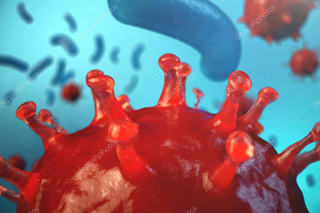 3d ilustraci n infecci n viral que causa enfermedad cr nica. Virus de la hepatitis, virus de la ...