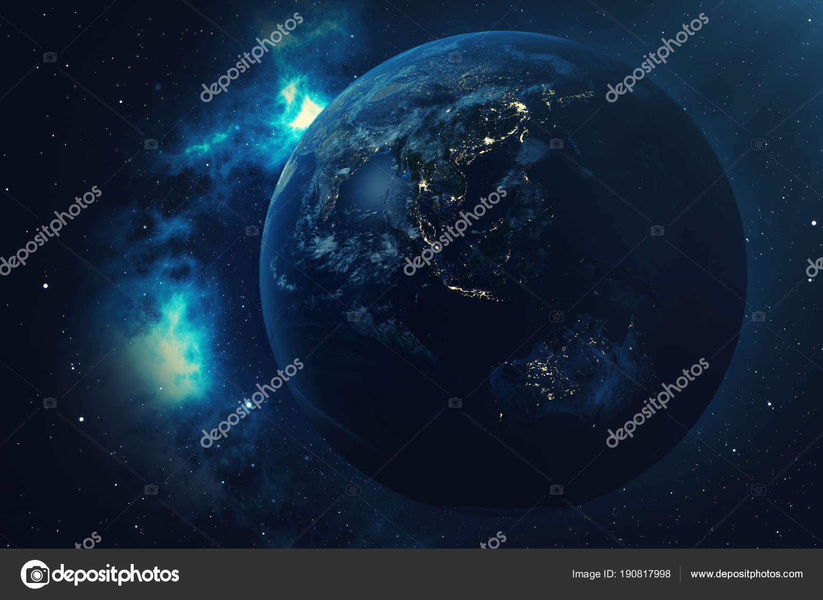 Rendering World Globe Space Star Field Showing Night Sky Stars — Stock ...