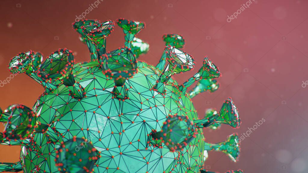 Fondo del virus abstracto, virus de la gripe o COVID-19. El virus infecta las células. COVID-19 ...