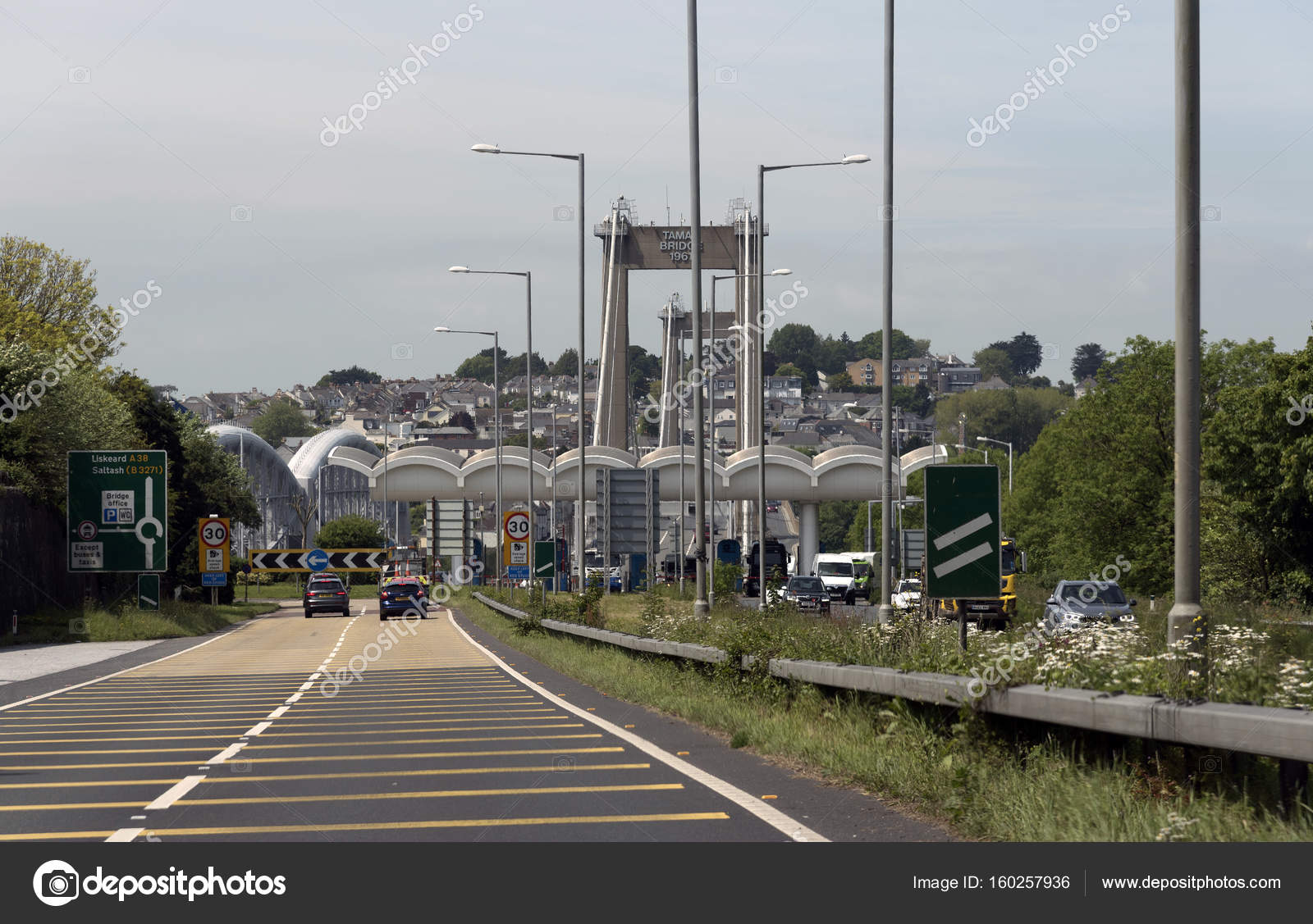 Devon expressway highway at the Tamar bridge between Devon & Cornwall ...