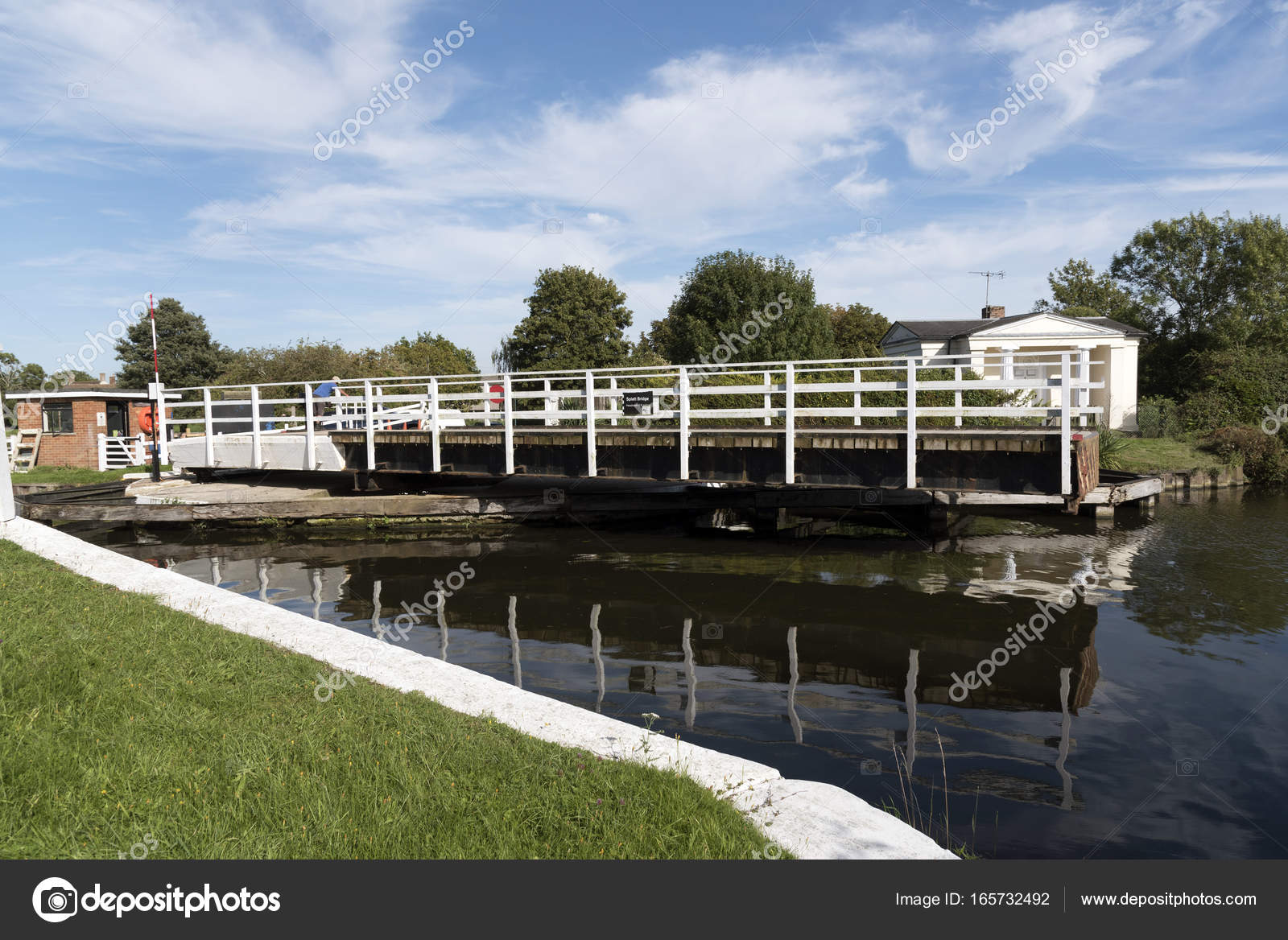 A swing bridge crossing a waterway in Gloucestershire UK – Stock ...