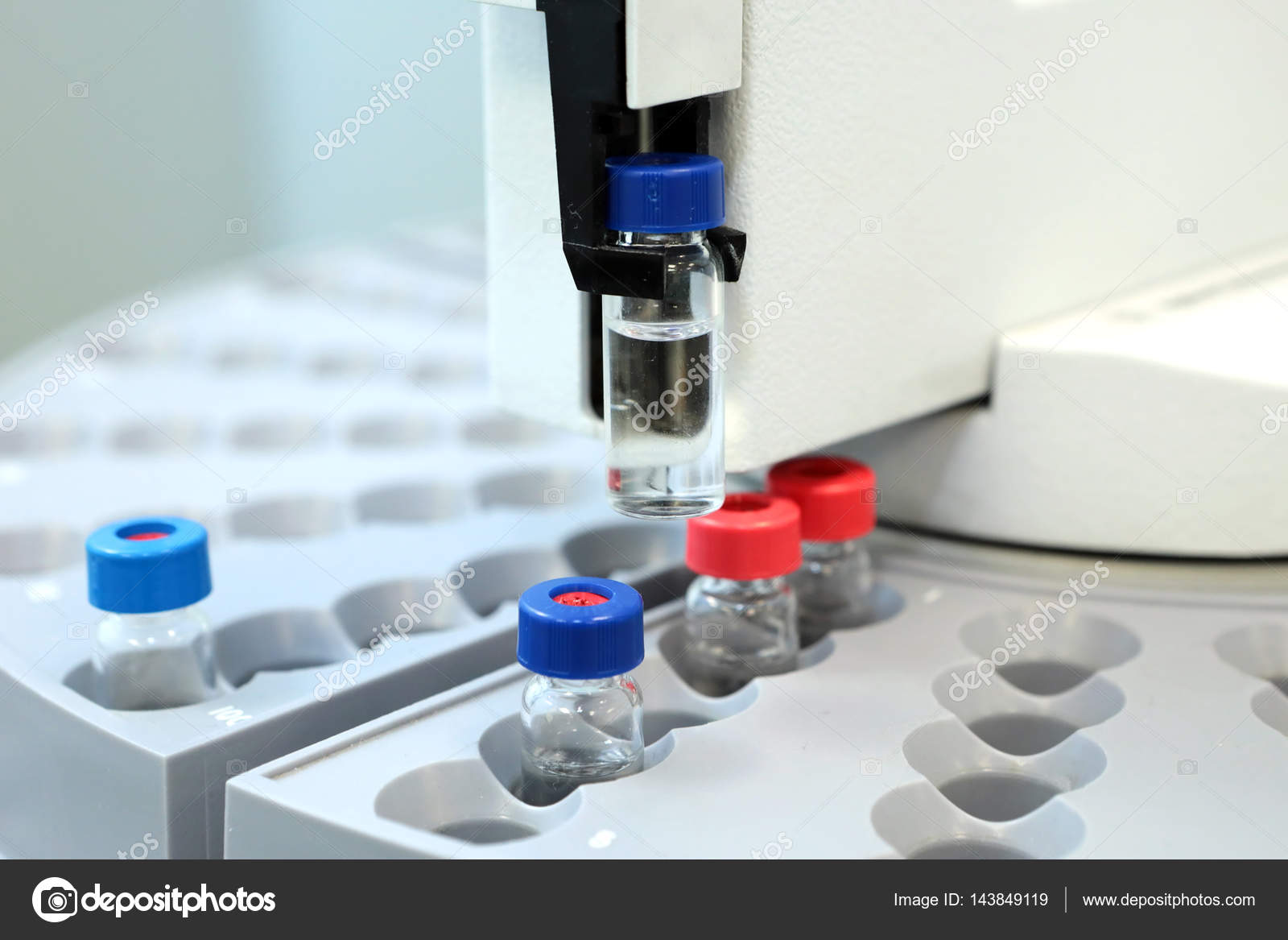 Quality Control Laboratory medicine. Chromatograph operation. Bo Stock ...