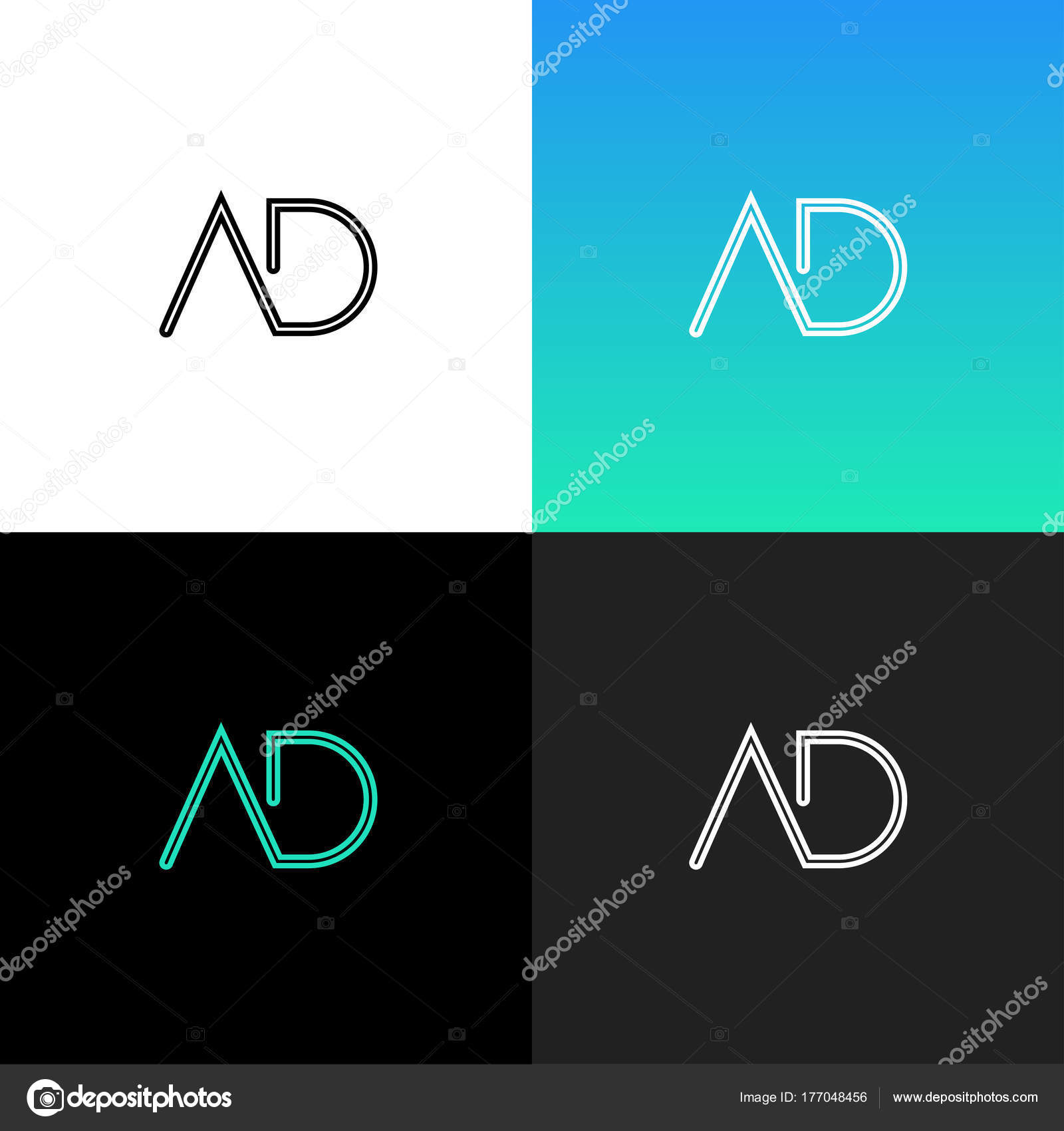 Logo AD. Linear logo of the letter a and d for companies and brands ...
