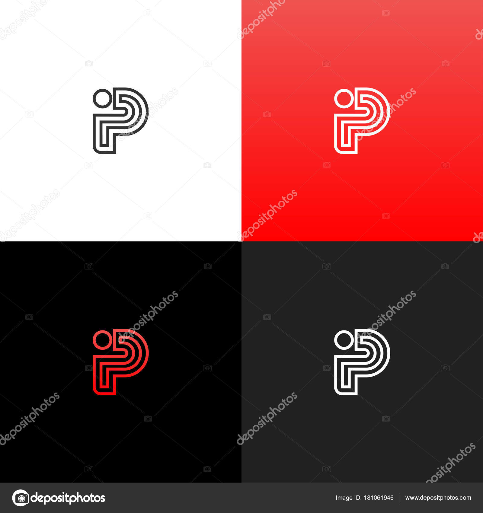 Logo I and P. Linear logo of the letter p and i for companies and ...