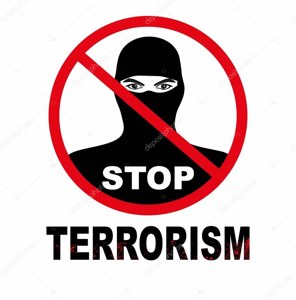 The anti-terrorist campaign icon. Vector illustration of stop terrorism ...