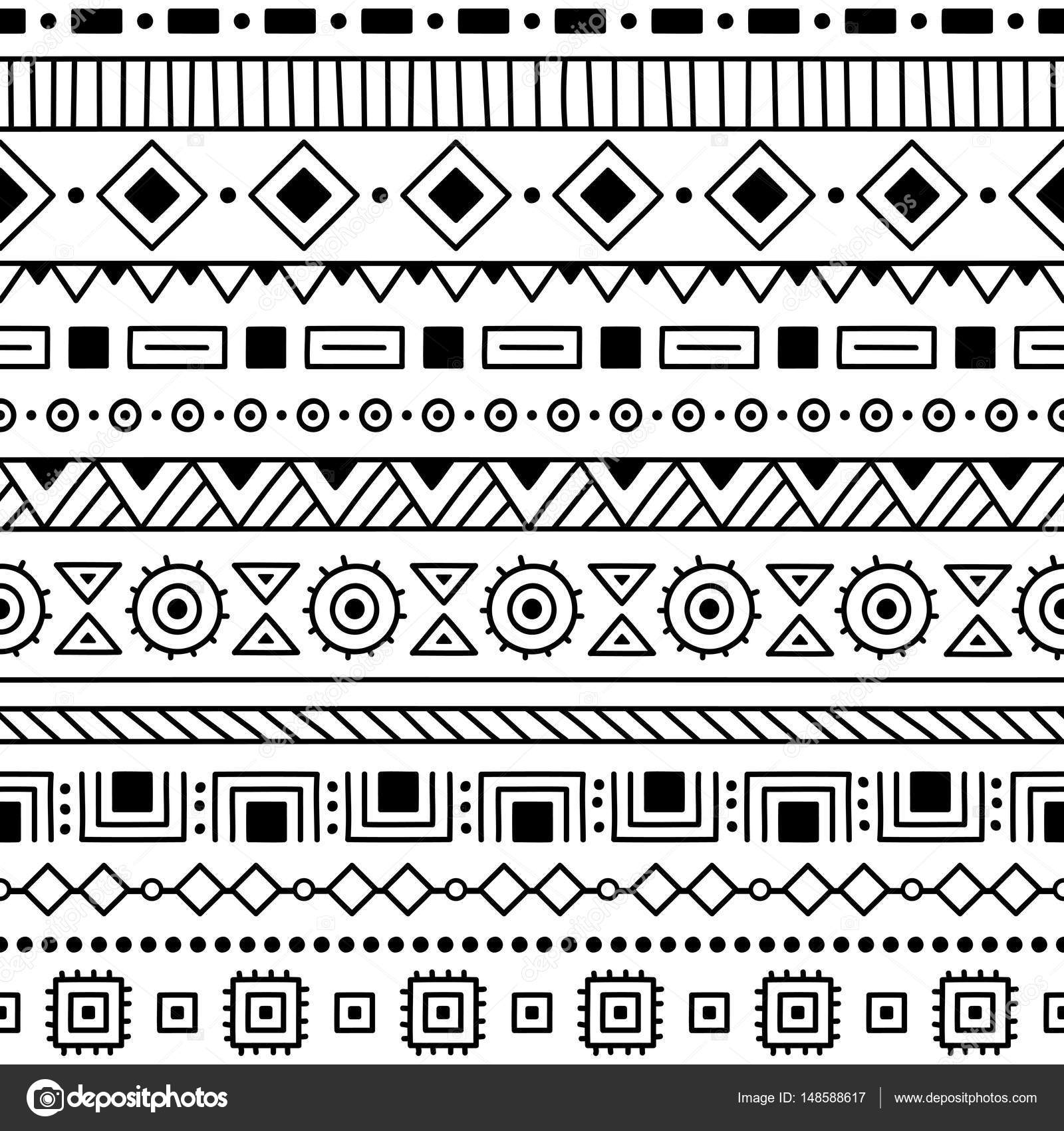Seamless ethnic and tribal pattern. Handmade. Horizontal stripes Stock ...