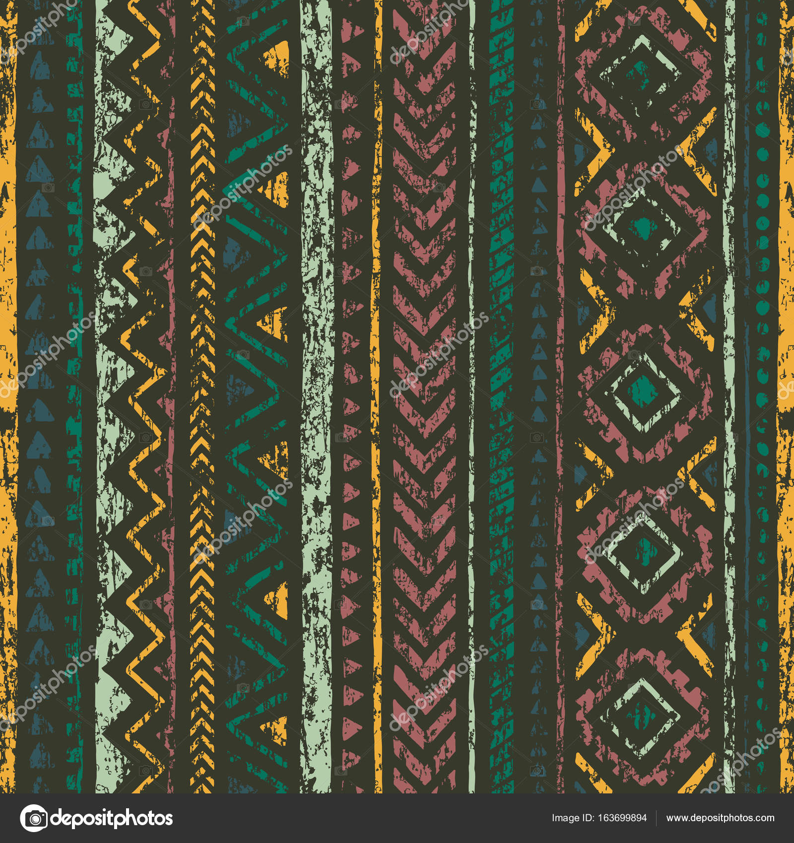 Old ethnic seamless pattern. Vertical geometric stripes. Aztec a Stock ...