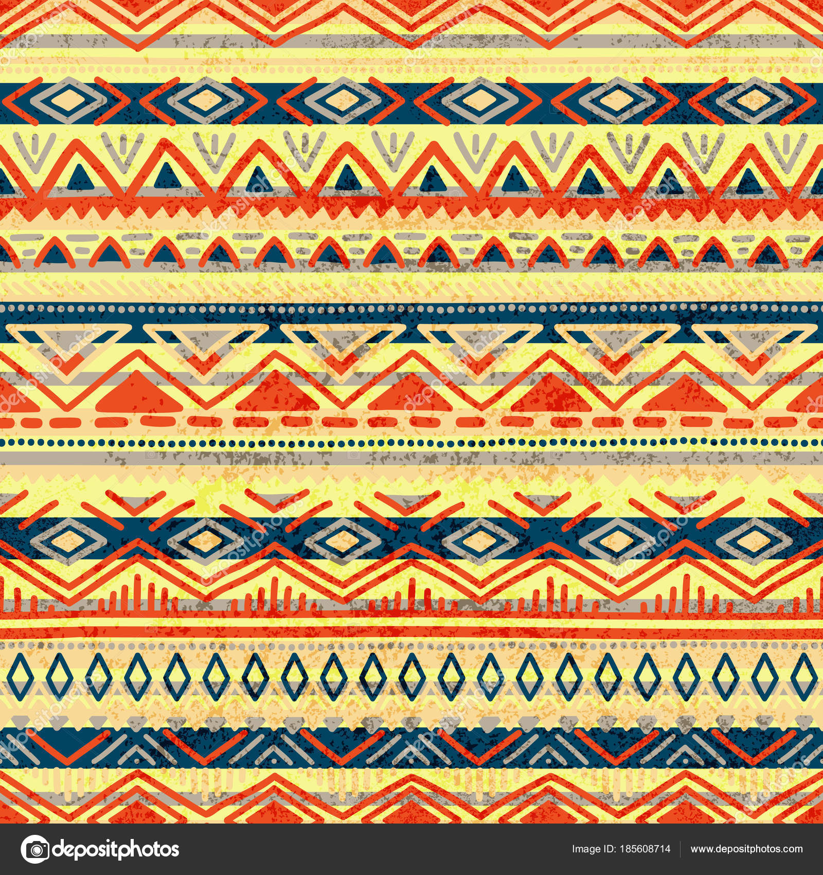Ethnic seamless pattern. Aztec and tribal motifs. Grunge texture Stock ...