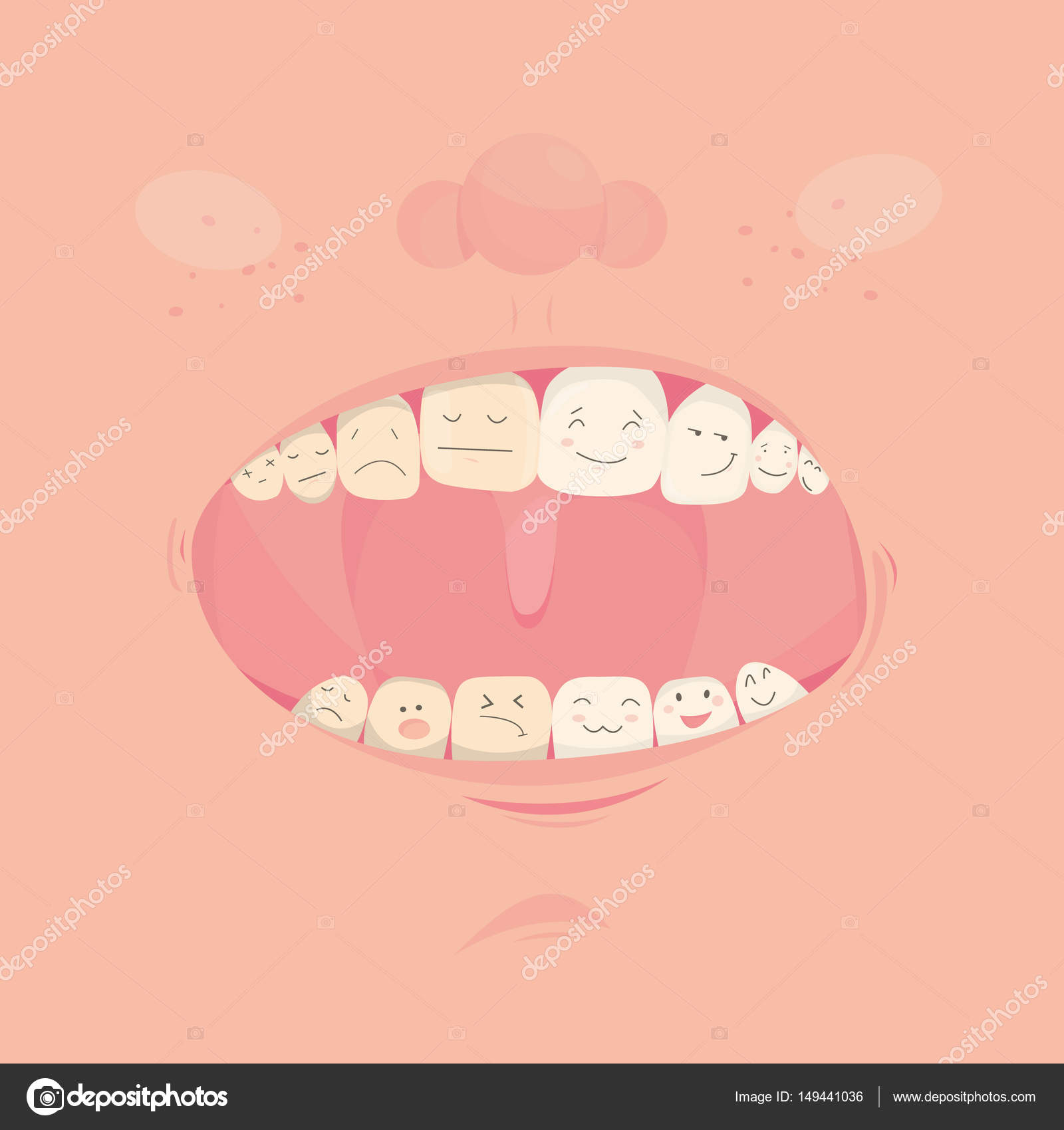 Open cute | Modern vector illustration of open cute mouth with cartoon ...