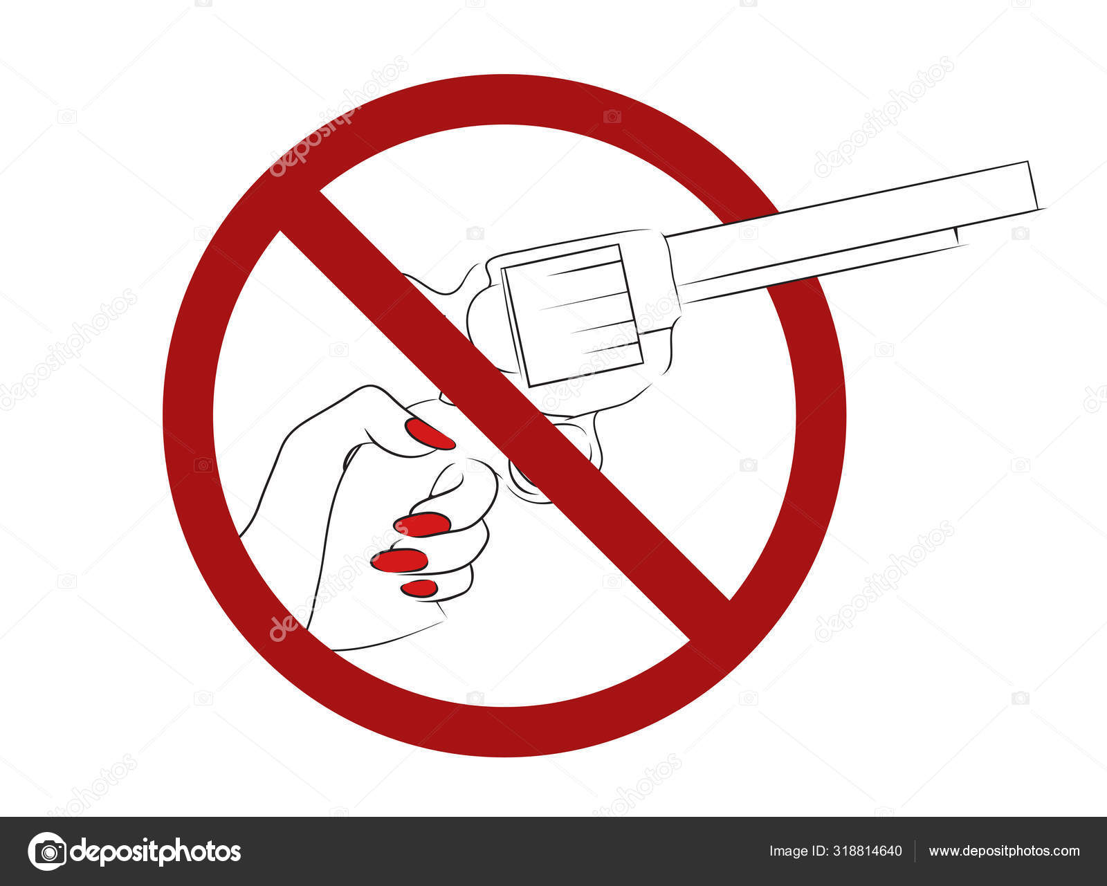 Parem com a violência e a guerra. Desenho de esboço de uma pistola com ...