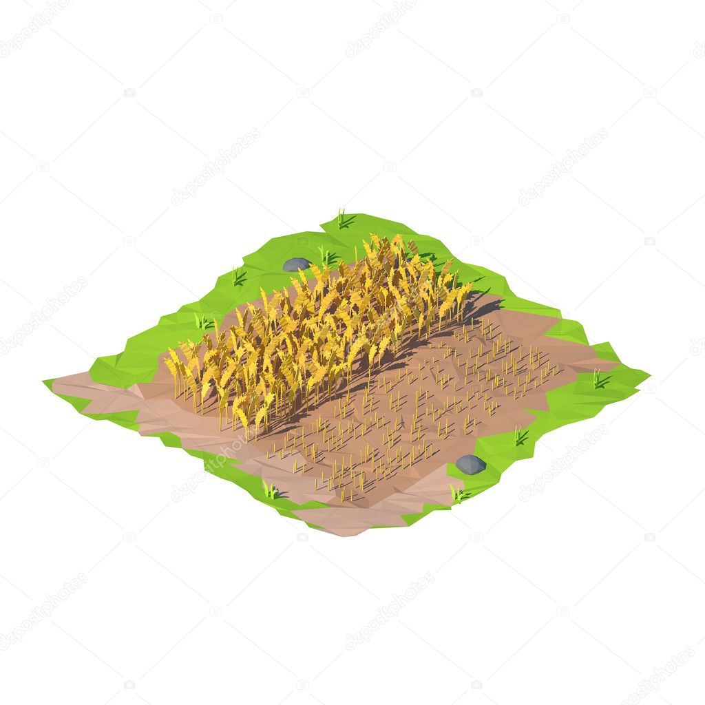 Isometric low poly field, 3D rendering Stock Photo by ©salamahin 126516476