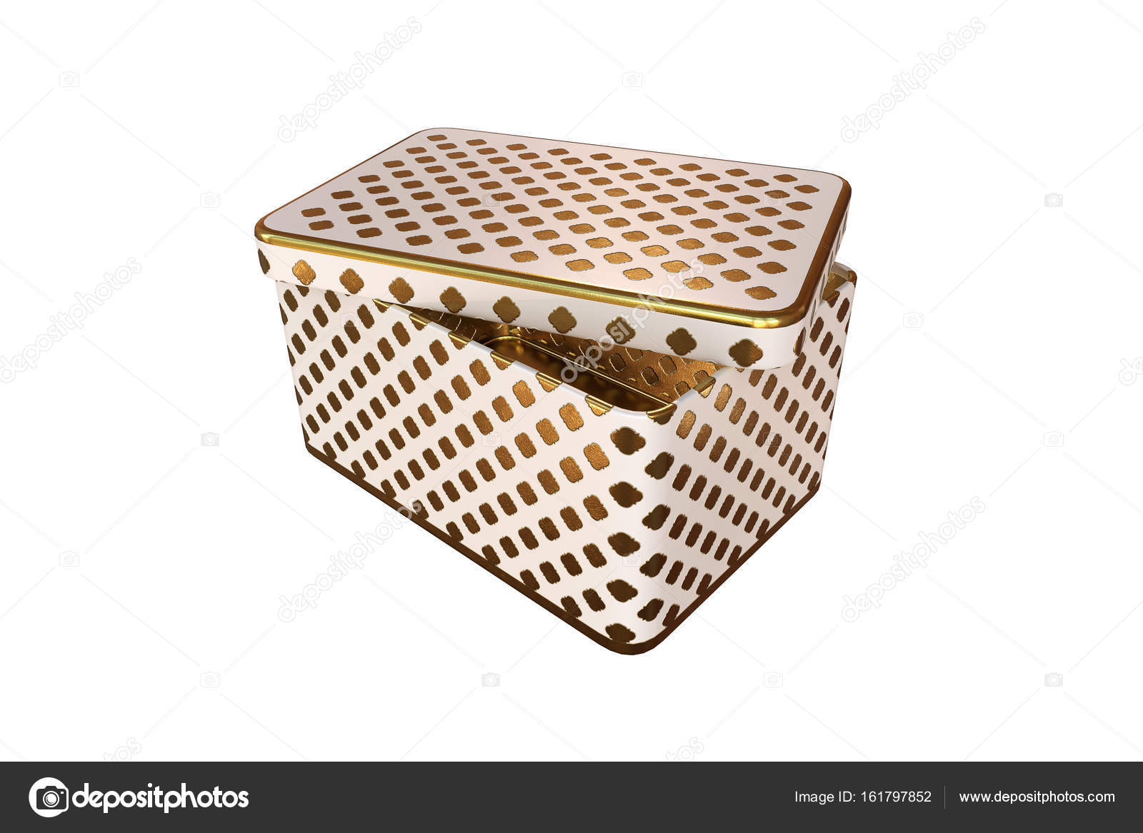 Empty metal box with lid, Isolated on White Background, 3D rendering ...