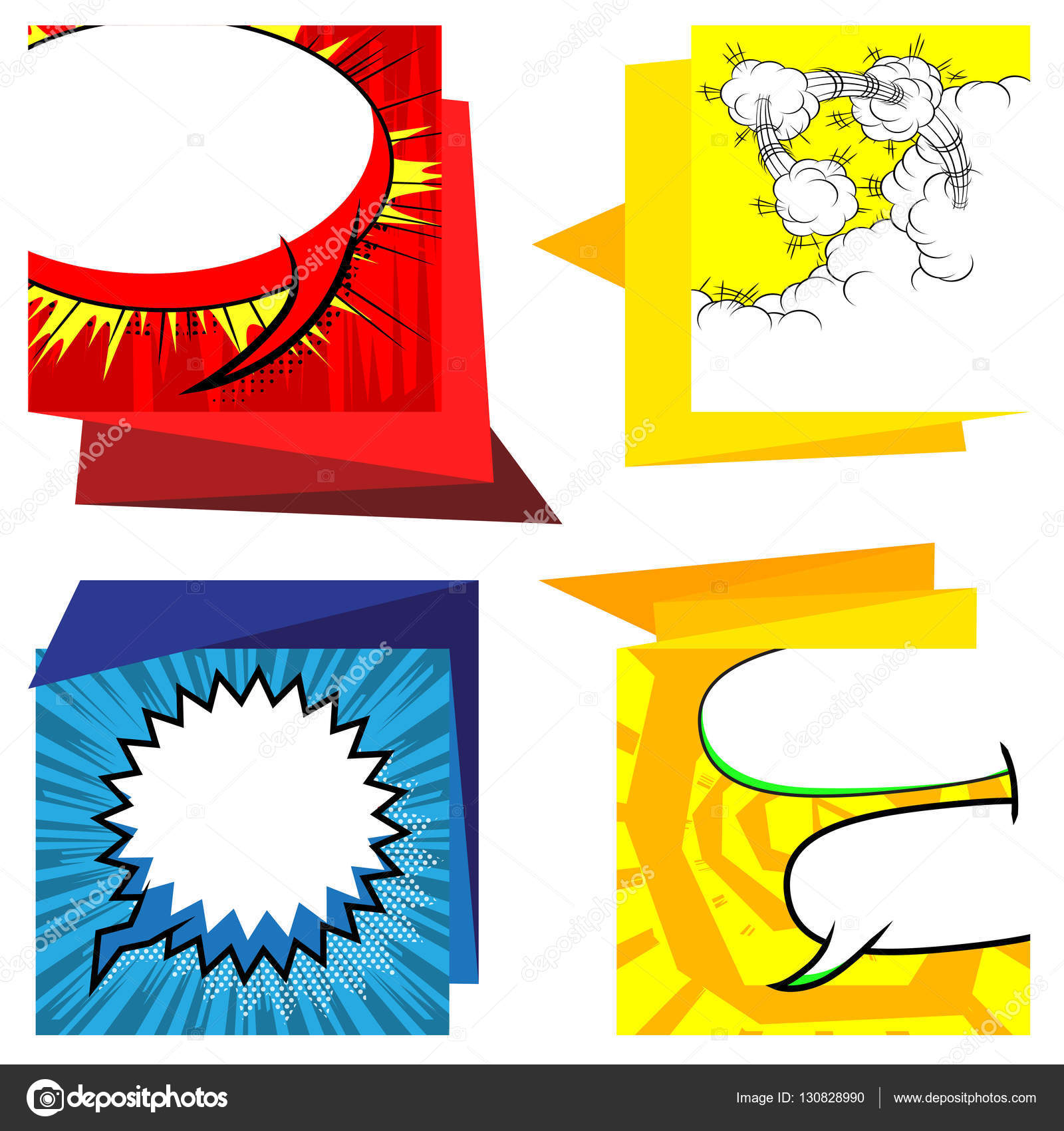 Vector banner set with comic book effects on the front. Stock Vector by ...